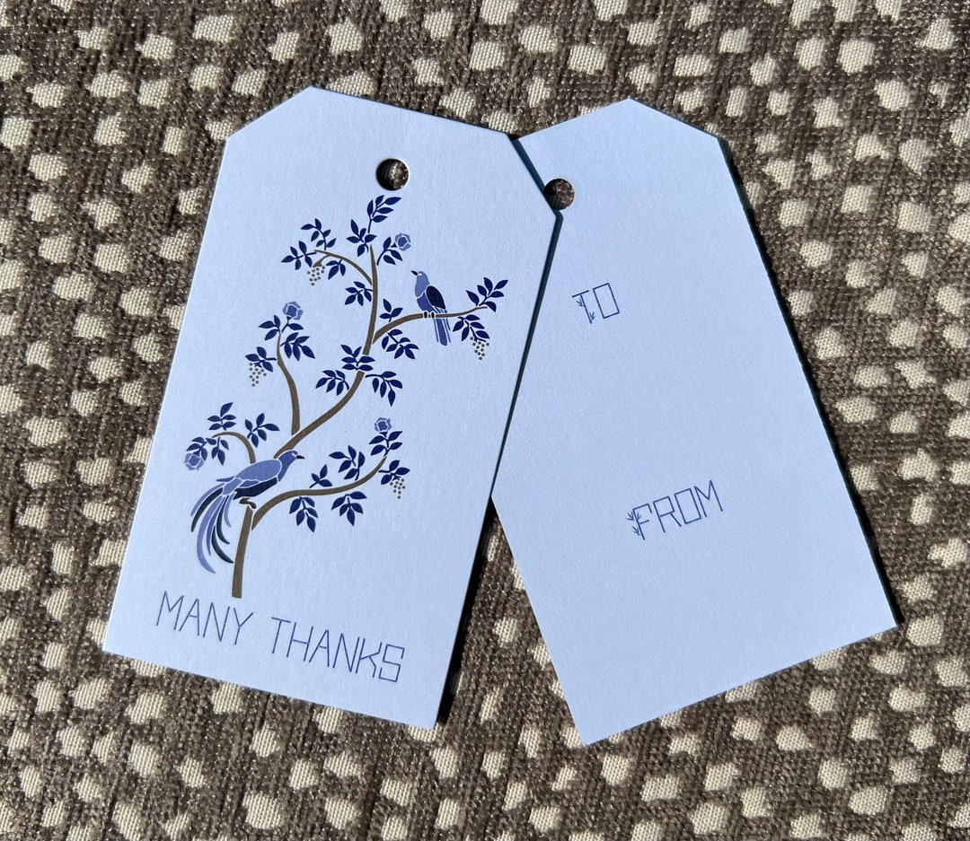 Chinoiserie Bird - Many Thanks Gift Tag - READY TO SHIP - Etsy