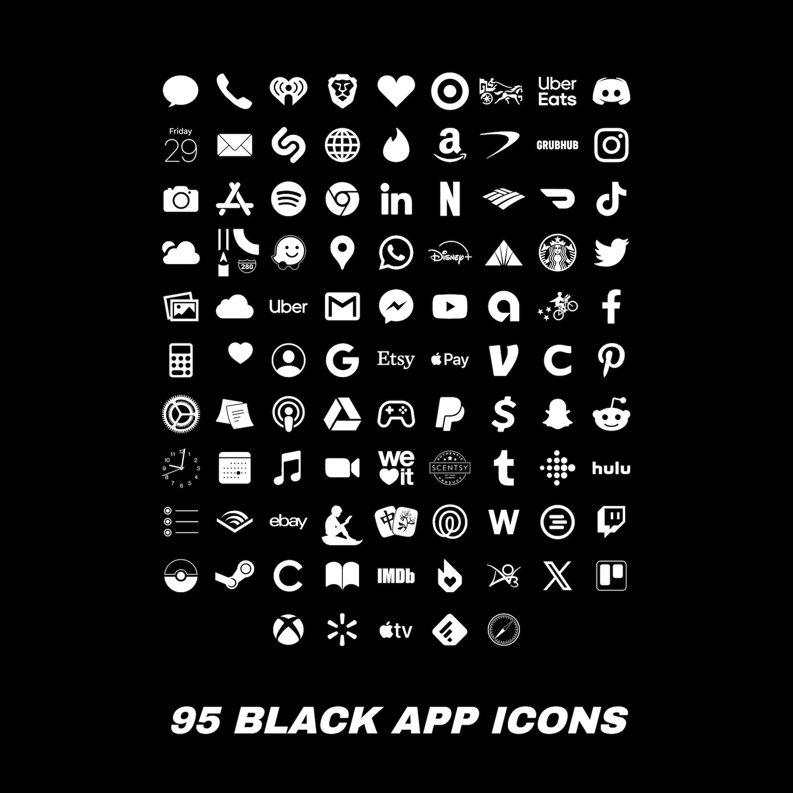 Ios App Icon Bundle - Black (95 Icons) - Etsy