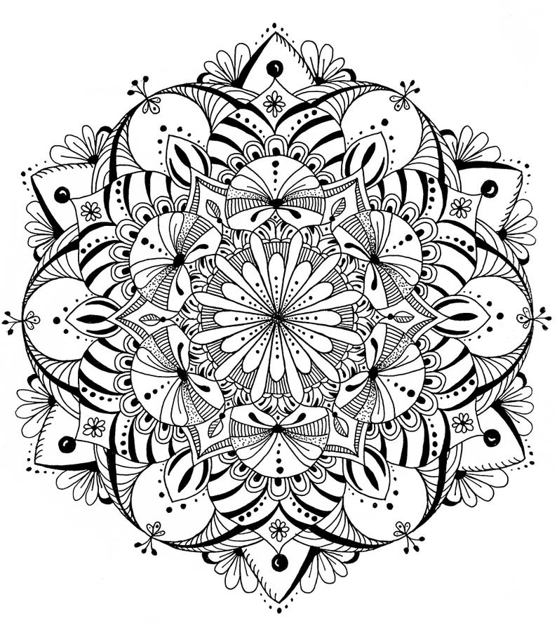 A Flower Blooms Mandala Drawing - Etsy