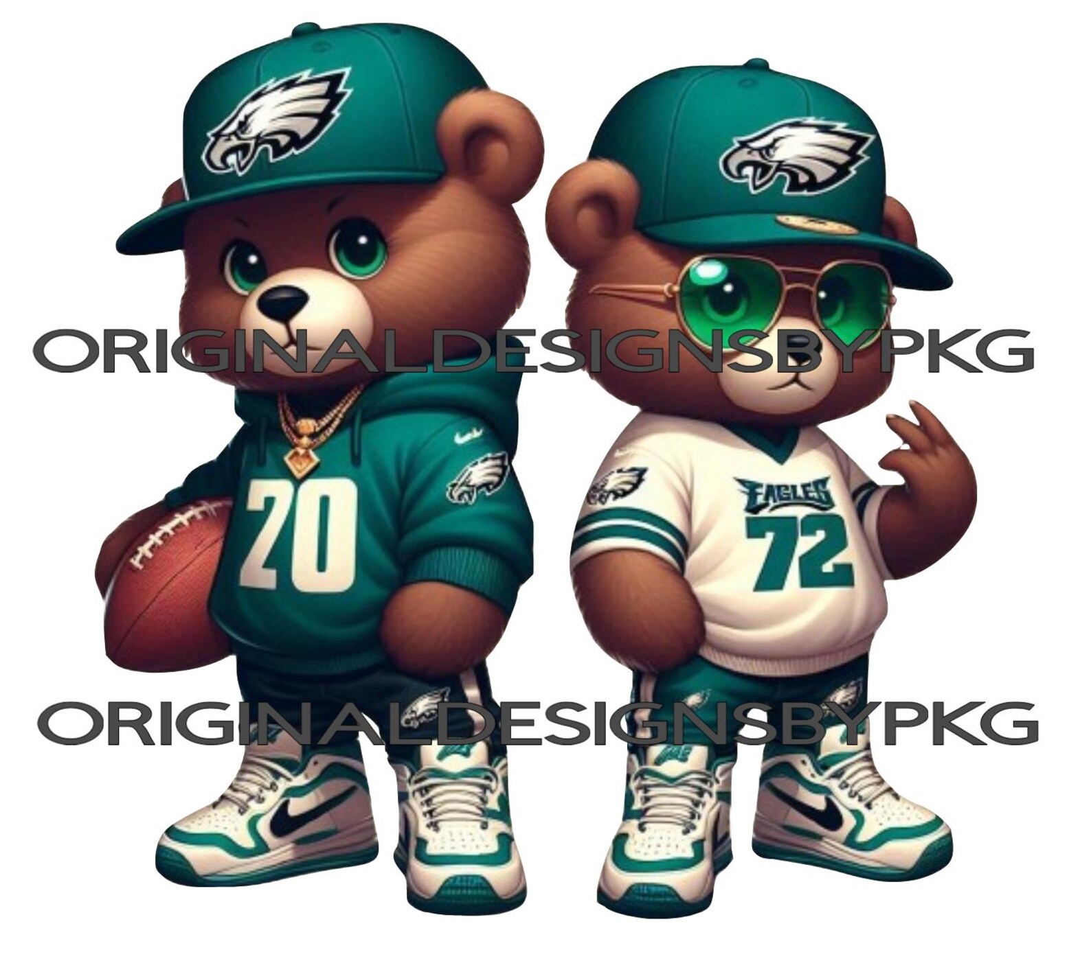 Bear Pals in Eagles Jersey PNG, JPG, Cricut Cutting Silhouette Cutting ...