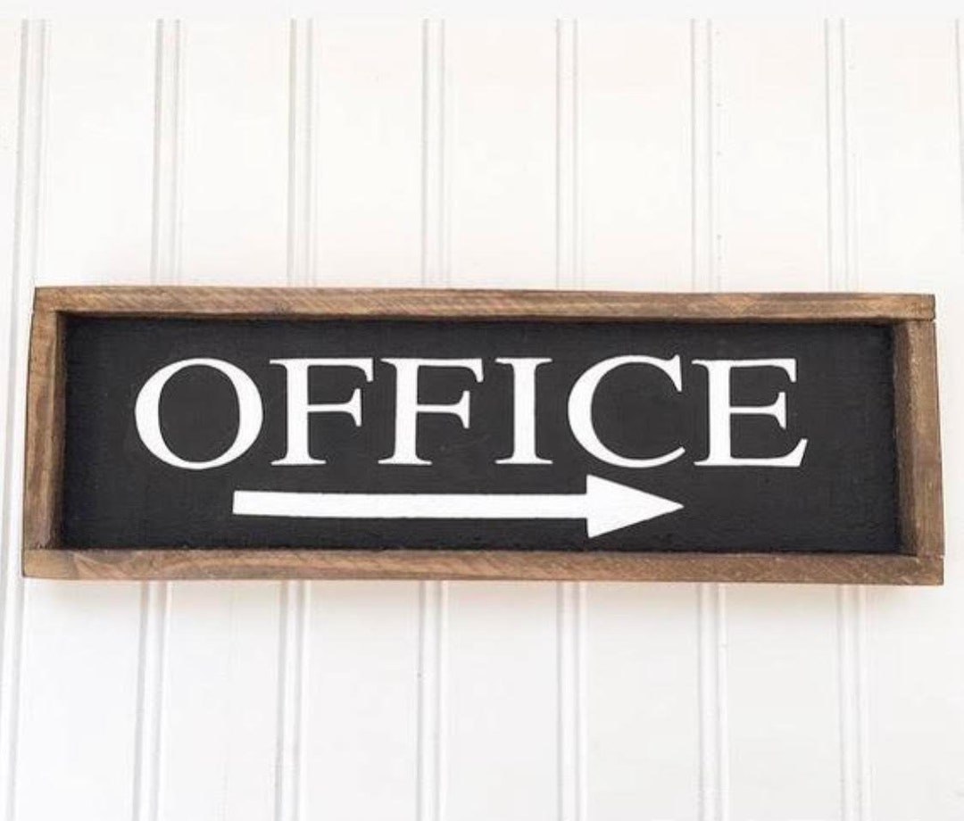 Wooden Office Sign With Arrow - Etsy