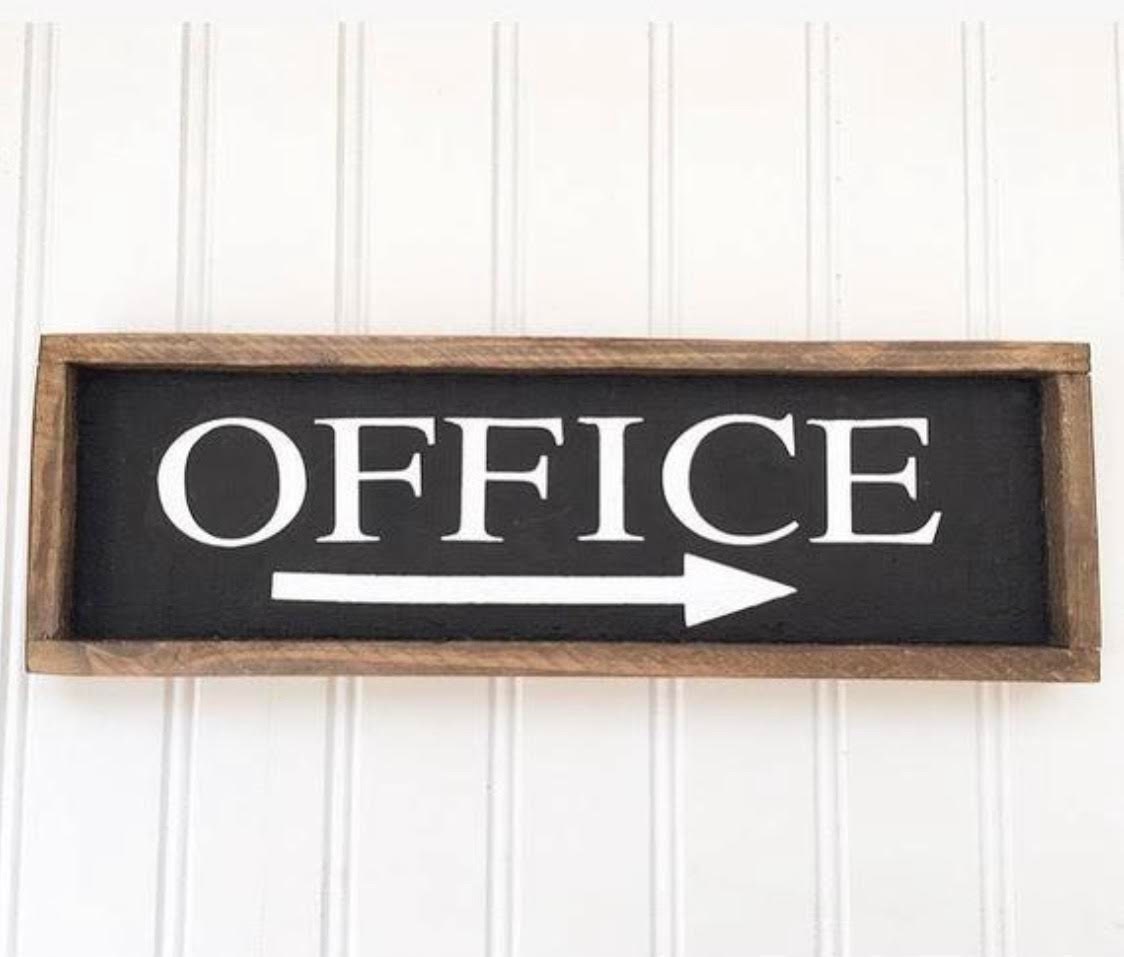 Wooden Office Sign With Arrow - Etsy
