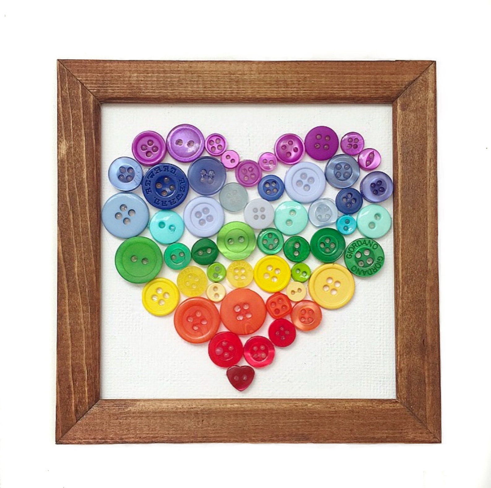 Rainbow Heart Button Art - Etsy
