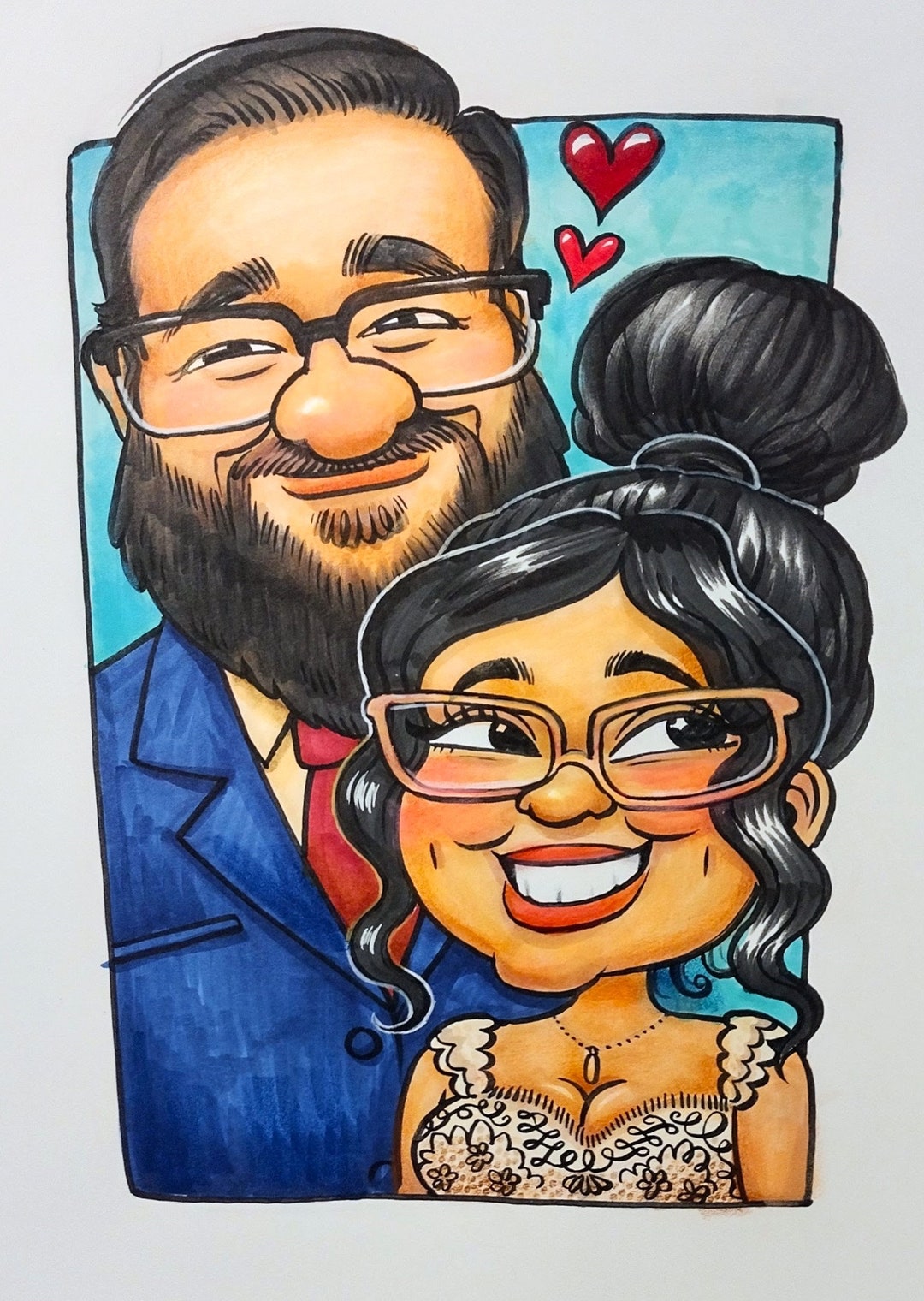 Color Caricatures of Family Friends Loved Ones and Pets - Etsy UK