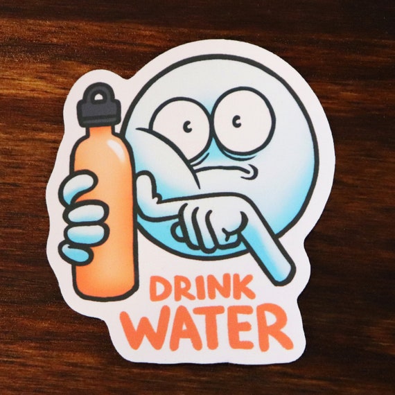 Drink Water Cartoon Reminder Sticker - Etsy