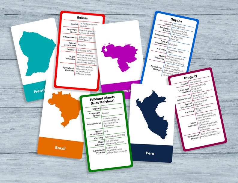 Tarot Size South America Cards · Educational Cards · Flash Cards - Etsy