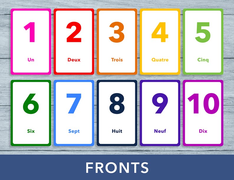 Large Size French Number 0-10 Cards · Educational Cards · Flash Cards ...