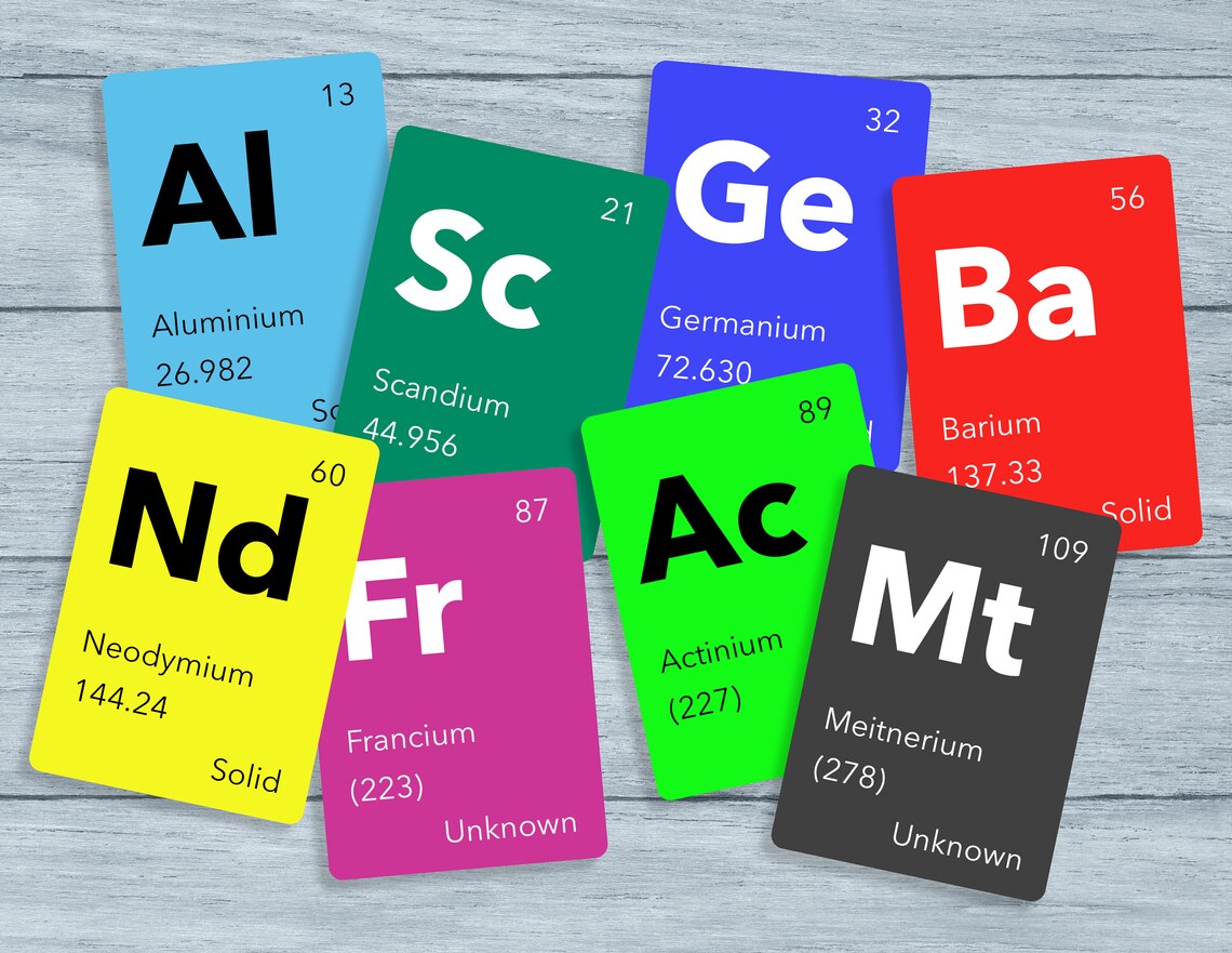 Periodic Table of Elements Cards · Educational Cards · Flash Cards - Etsy