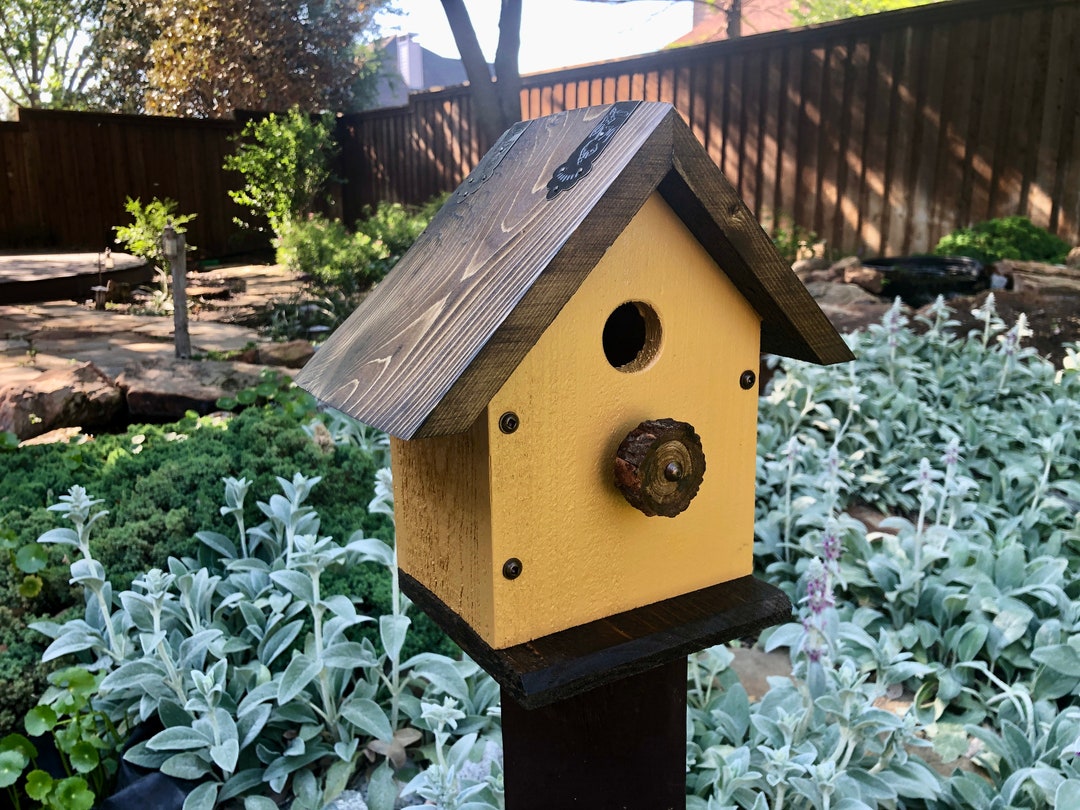 Rustic Outdoor Birdhouse Cedar Wood Tuscan Yellow - Etsy