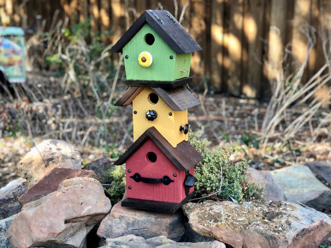 Triple Room Birdhouse - "three's Company " - Outdoor Birdhouse, Cedar ...