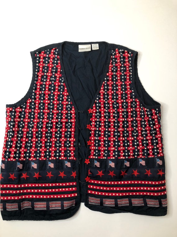 VTG 90s Fashion Bug American Flag 4th of July Woven Star Vest | Etsy