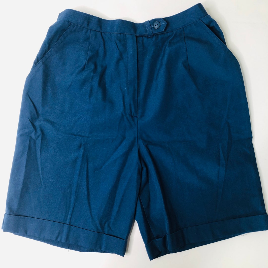 Vintage Koret Cotton Sailor Shorts • High Waisted Royal Blue, Cuffed ...
