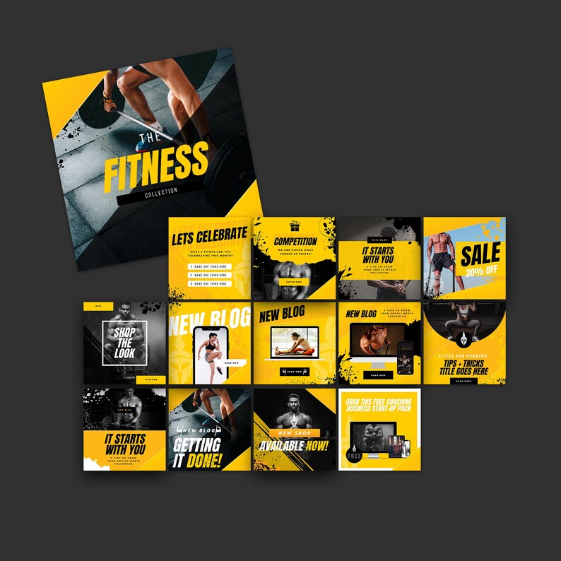 Design & Templates 50 Instagram Posts Wellness and Health Template ...
