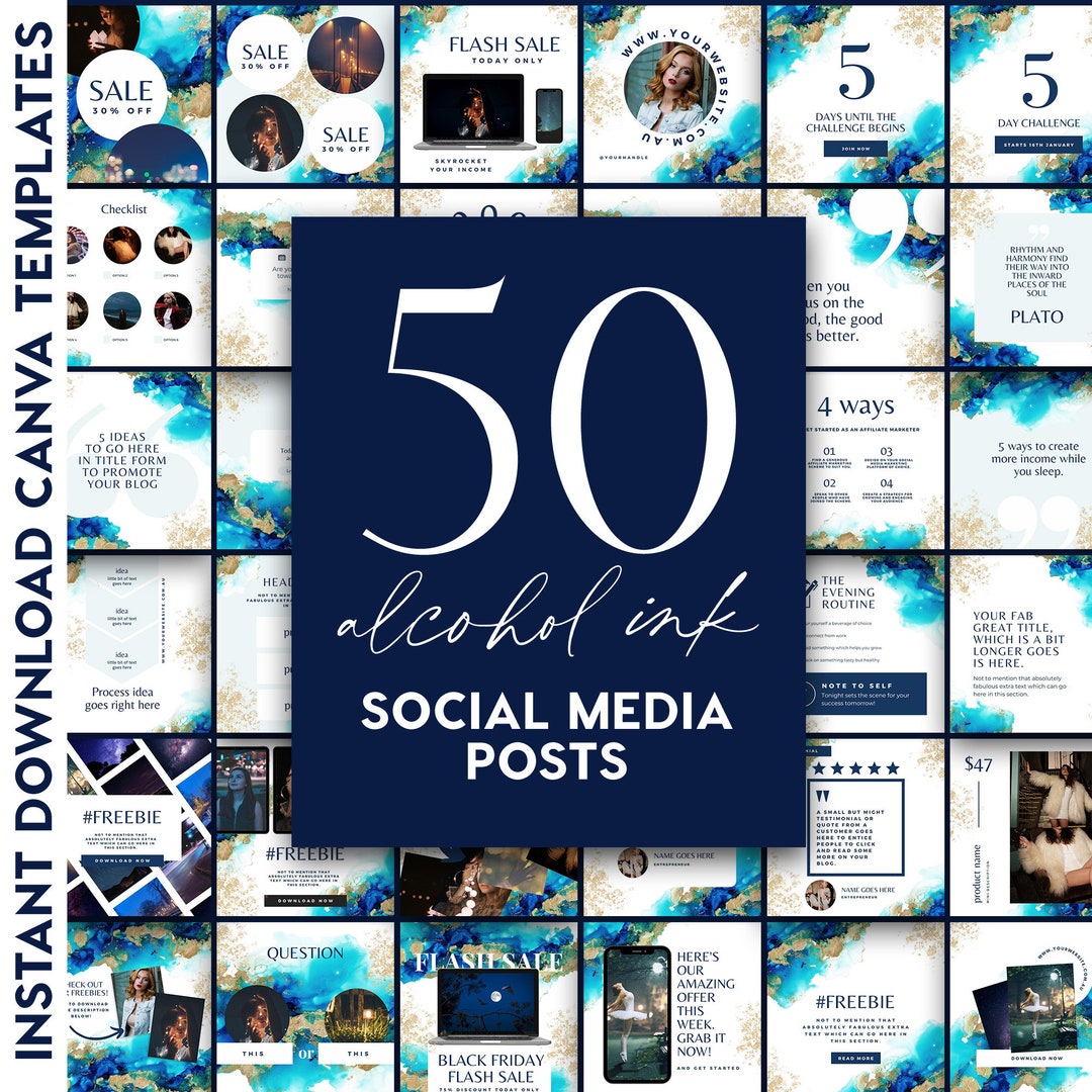 Alcohol Ink Instagram Post Templates, Wellness and Health Template ...