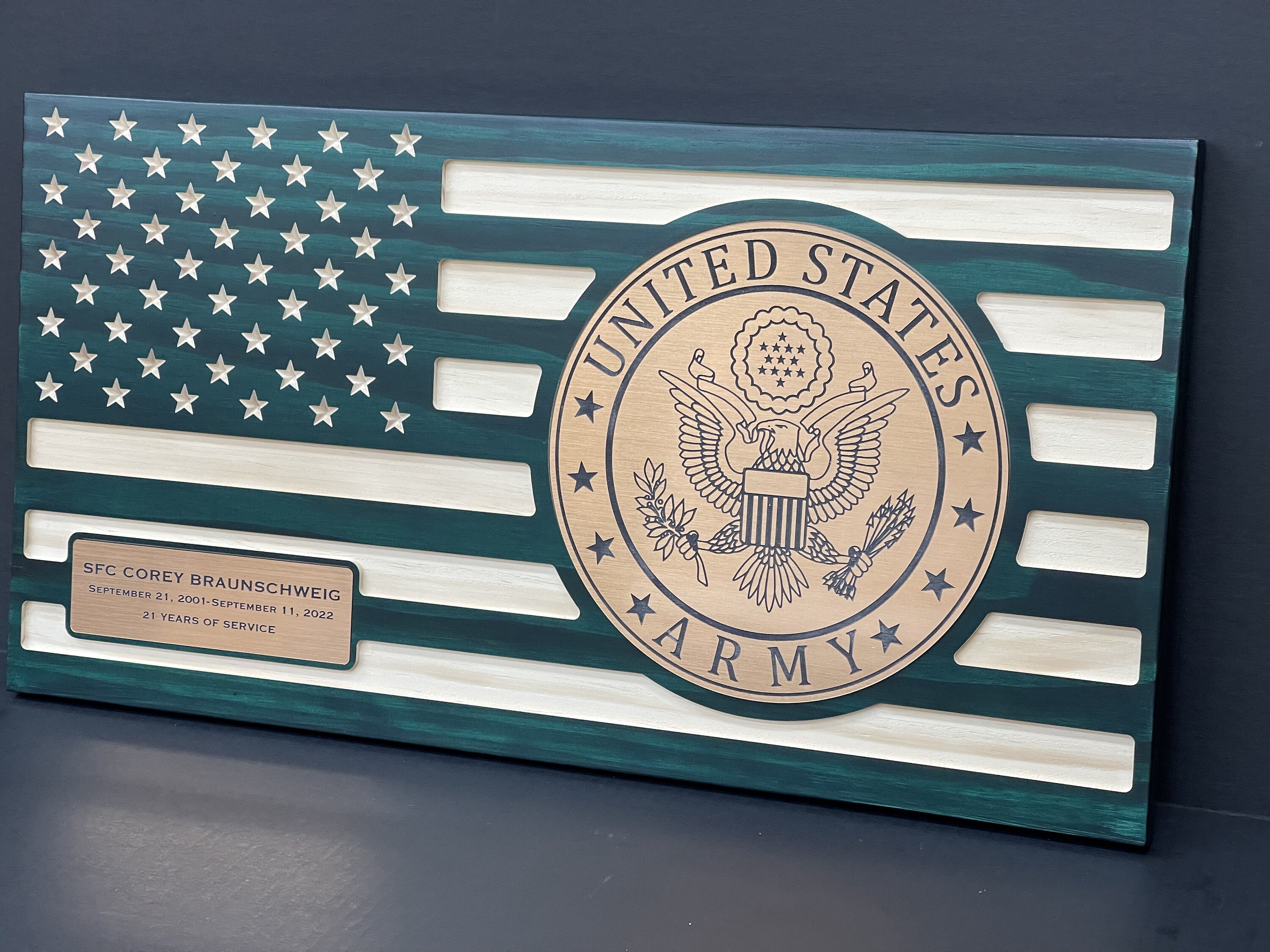 Personalized Wooden U.S. Army Flag Plaque Military Green in - Etsy