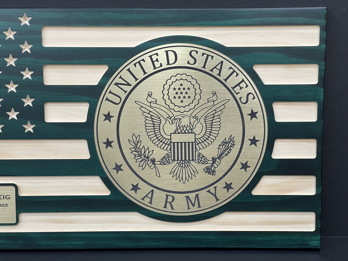 Personalized Wooden U.S. Army Flag Plaque Military Green in - Etsy