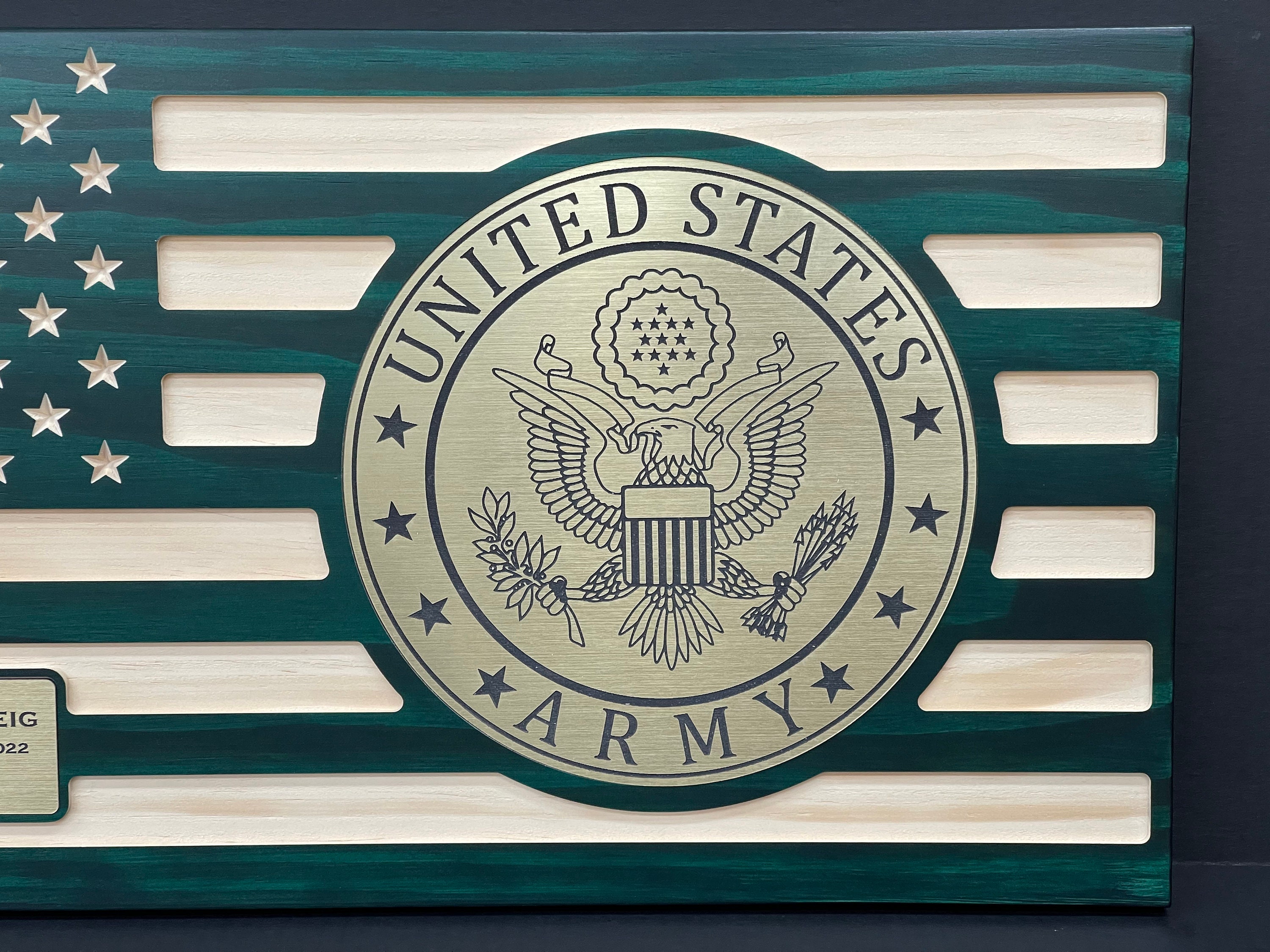 Personalized Wooden U.S. Army Flag Plaque Military Green in - Etsy