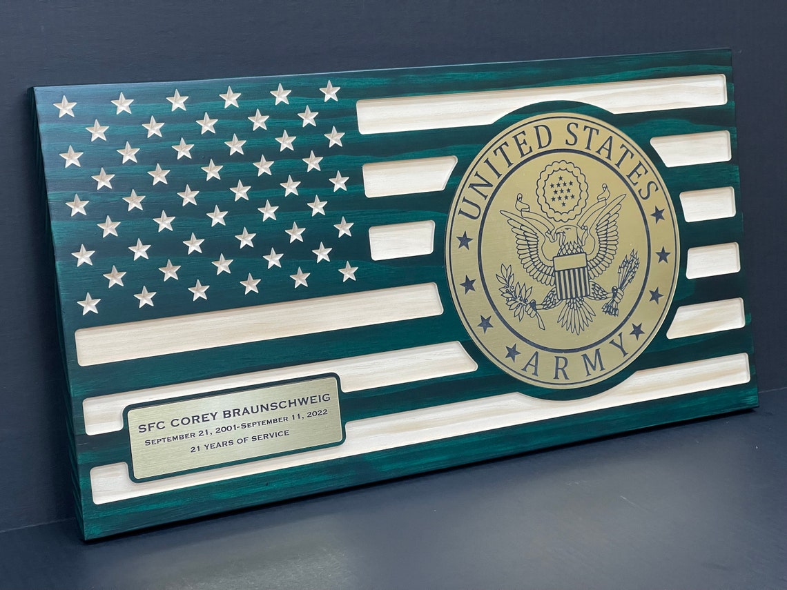 Personalized Wooden U.S. Army Flag Plaque Military Green in - Etsy