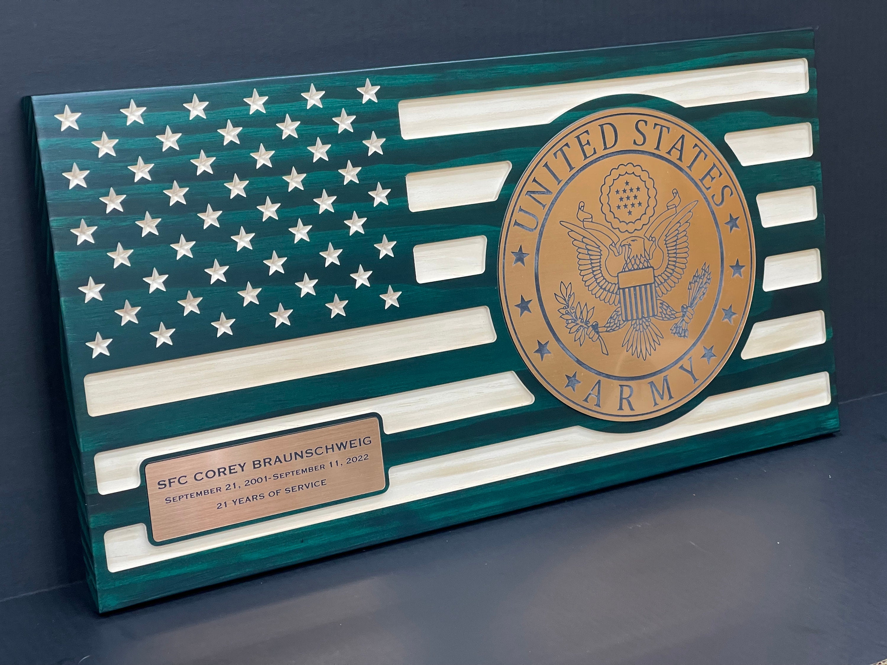 Personalized Wooden U.S. Army Flag Plaque Military Green in - Etsy