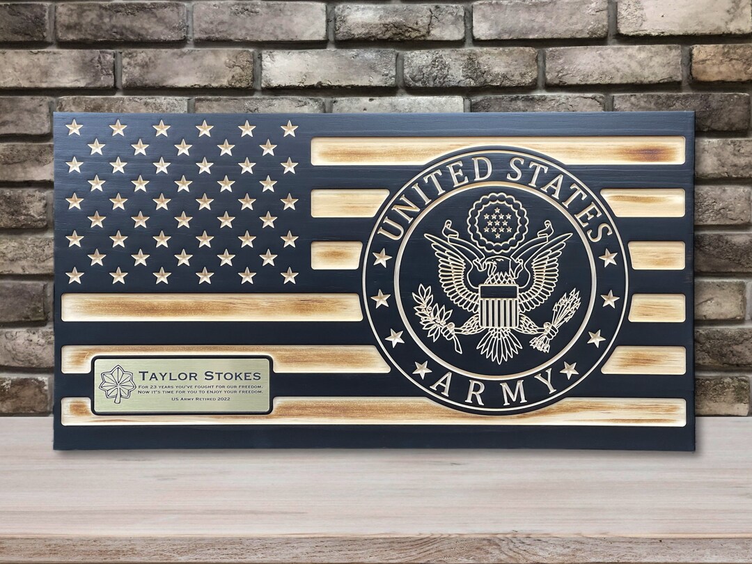 Personalized Ebony US Army Flag Plaque - Etsy