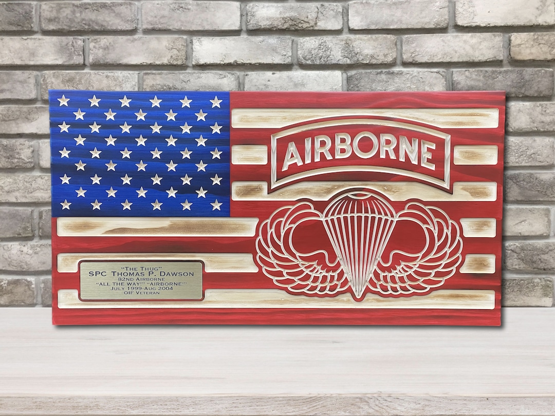 Personalized Wooden Airborne Flag Gift - Etsy