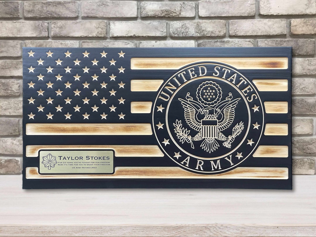 Personalized Ebony US Army Flag - Handcrafted Military Tribute Gift - Etsy