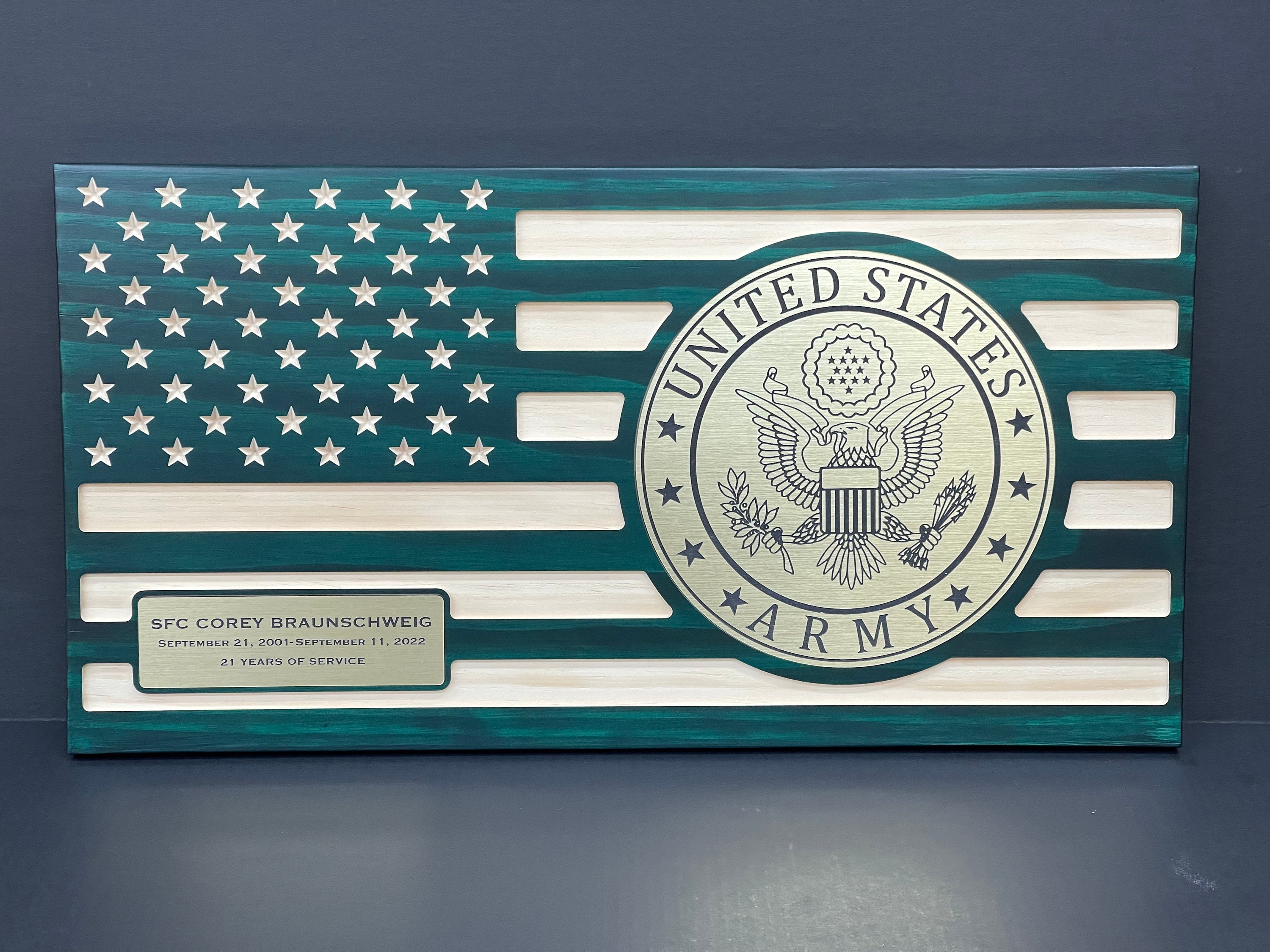 Personalized Wooden U.S. Army Flag Plaque Military Green in - Etsy