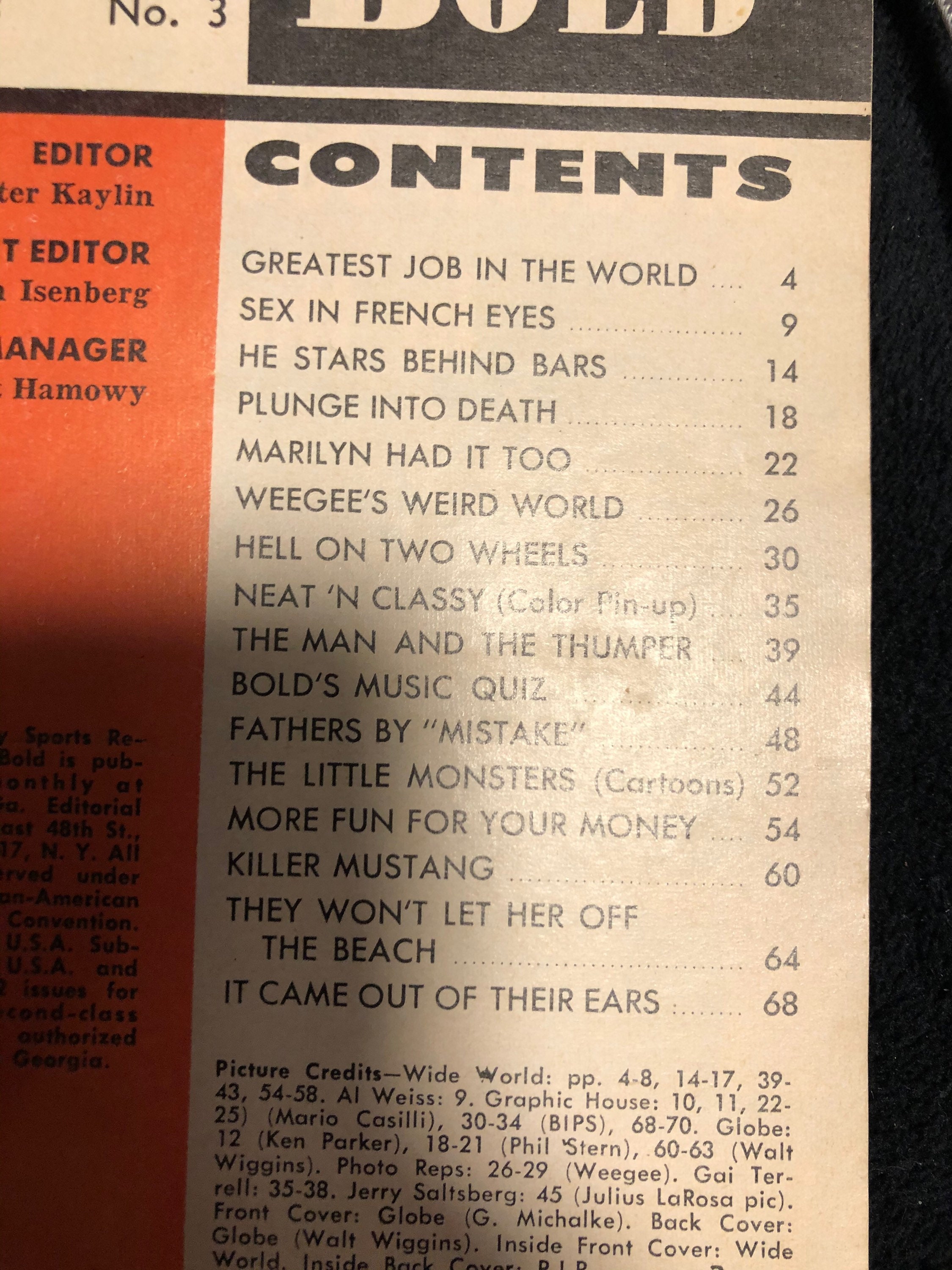 Vintage April 1958 Bold Magazine Pin Ups - Etsy