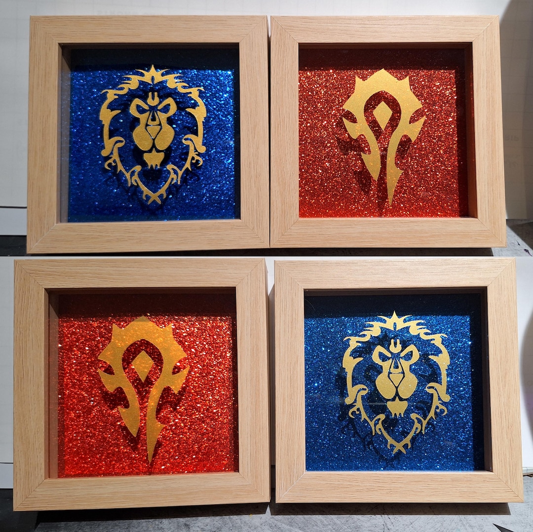 Alliance Lion Horde Sigil Glitter Small Shadowbox 5x5 Inches Natural ...