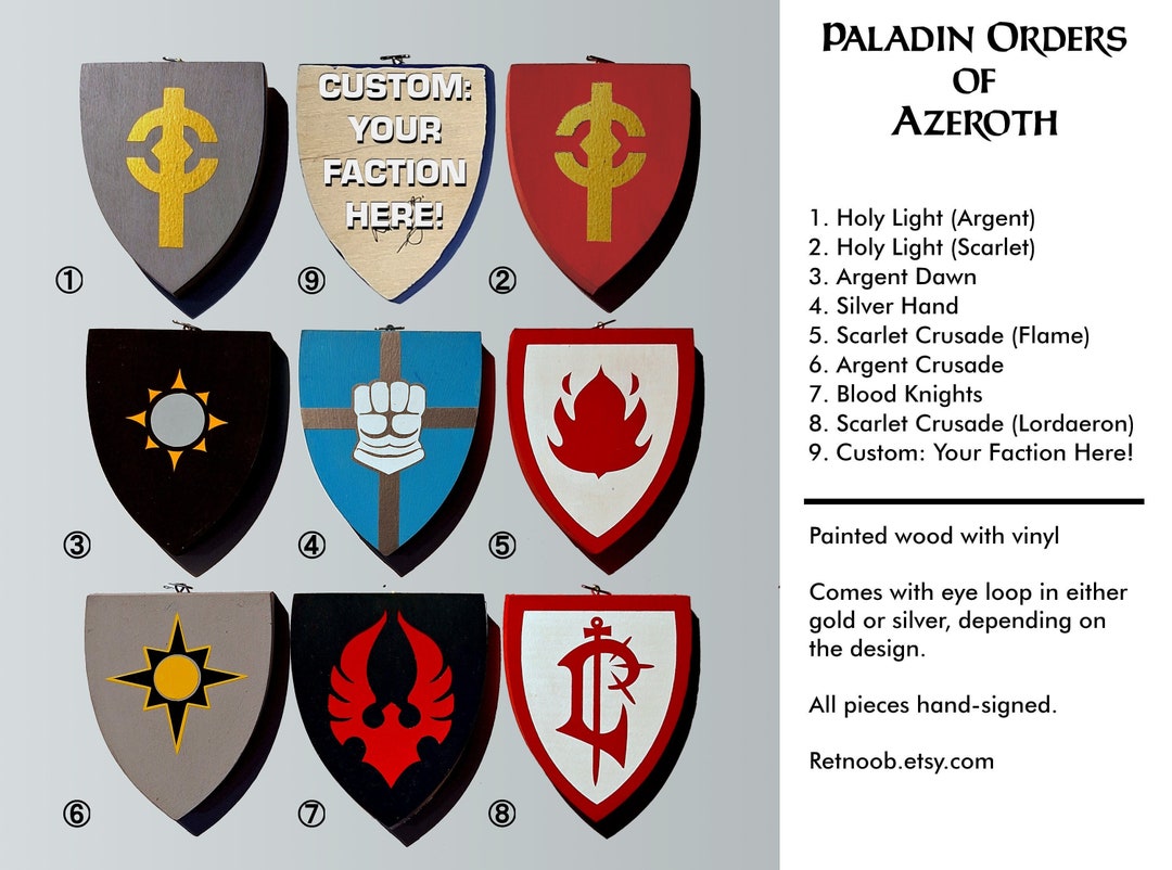 Warcraft Paladin Knightly Orders Crests - Shield Plaque (small) - Etsy
