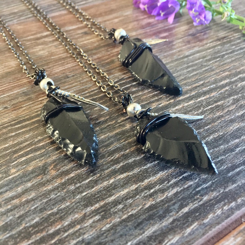 Obsidian Arrowhead Chain Necklace Arrow Head Gypsy Boho - Etsy