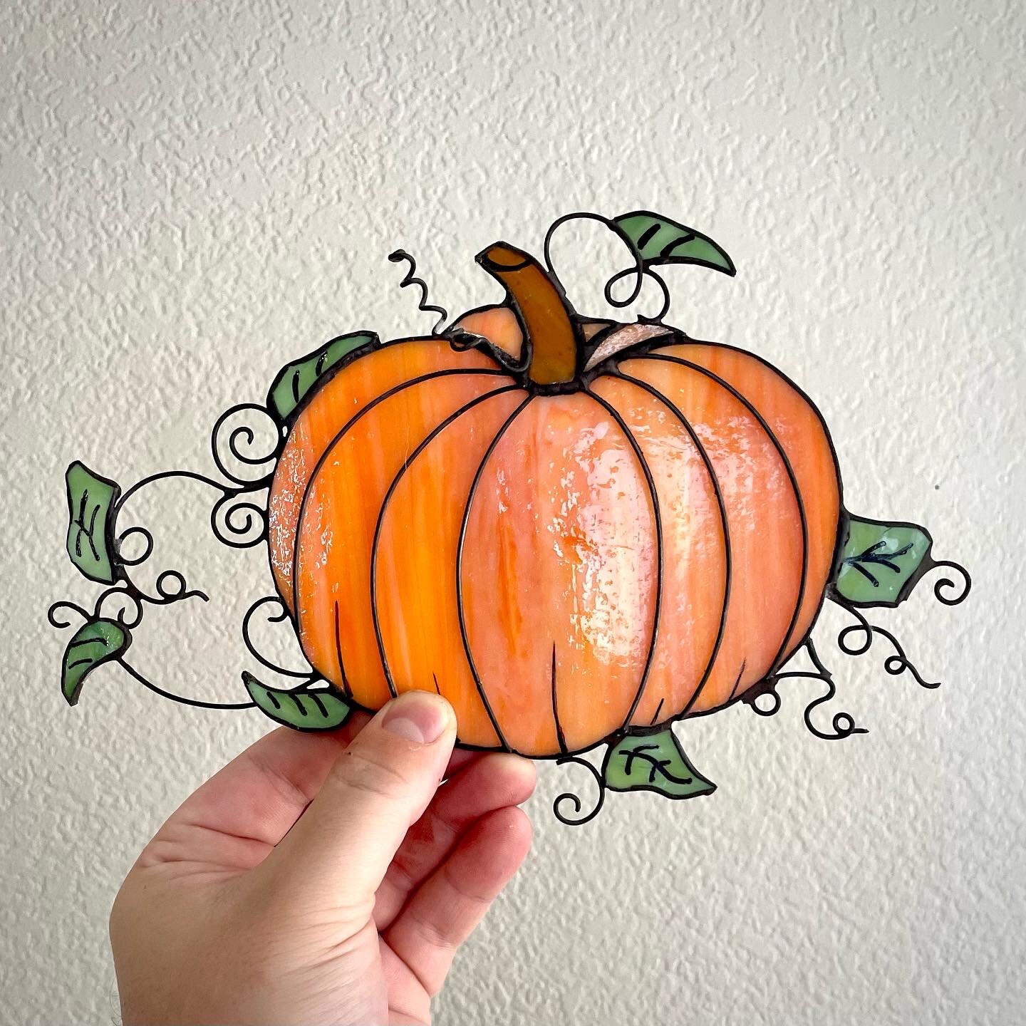 Handmade Tiffany Stained Glass Harvest ‘plumpkin’ Gourd Suncatcher ...