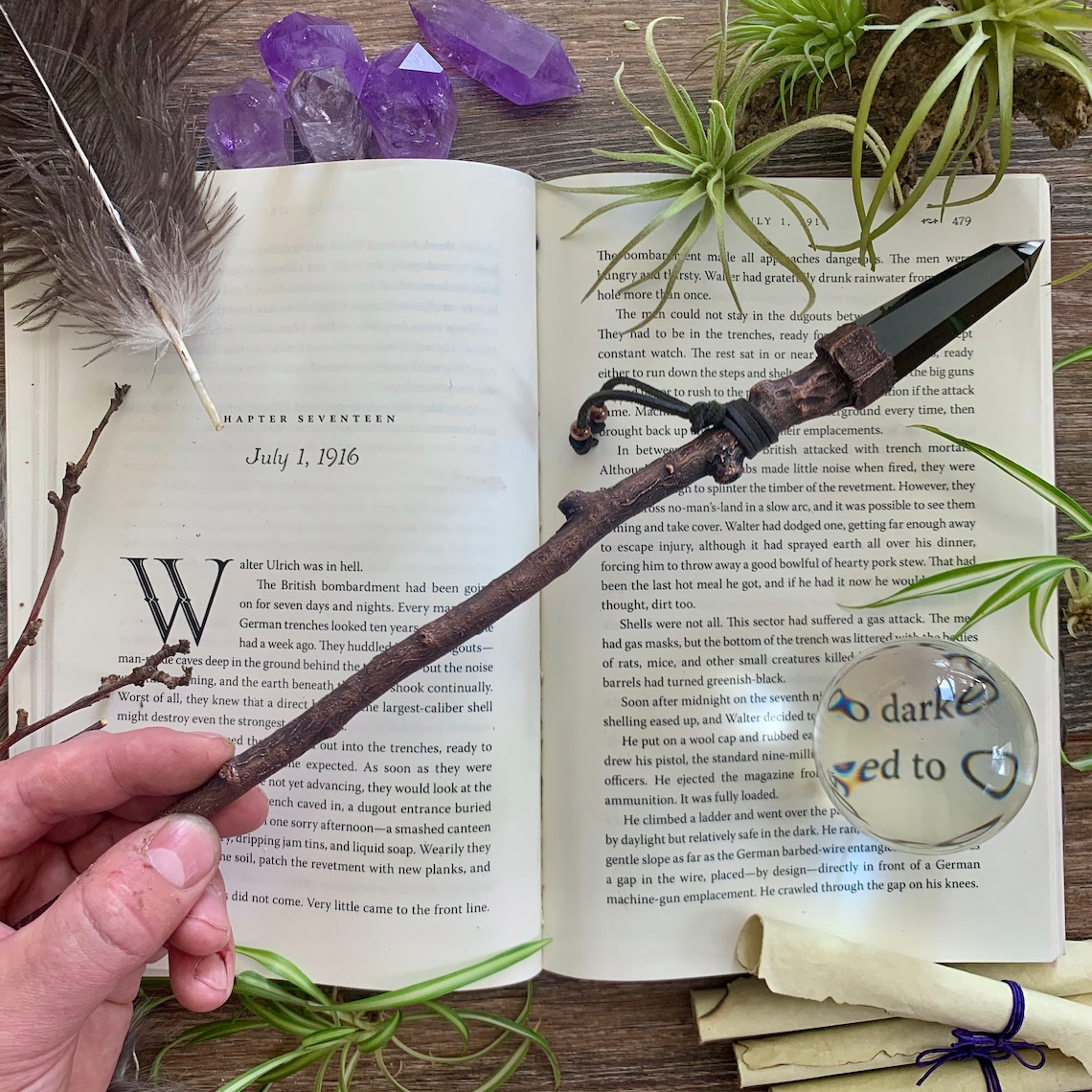 Dark Obsidian Crystal Wand Handmade Heirloom Quality - Etsy