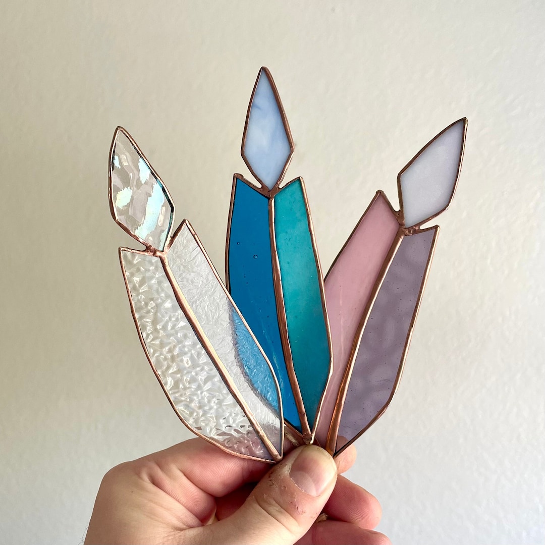 Tiffany Stained Glass Feather Suncatcher - Handmade Glass Art Home ...