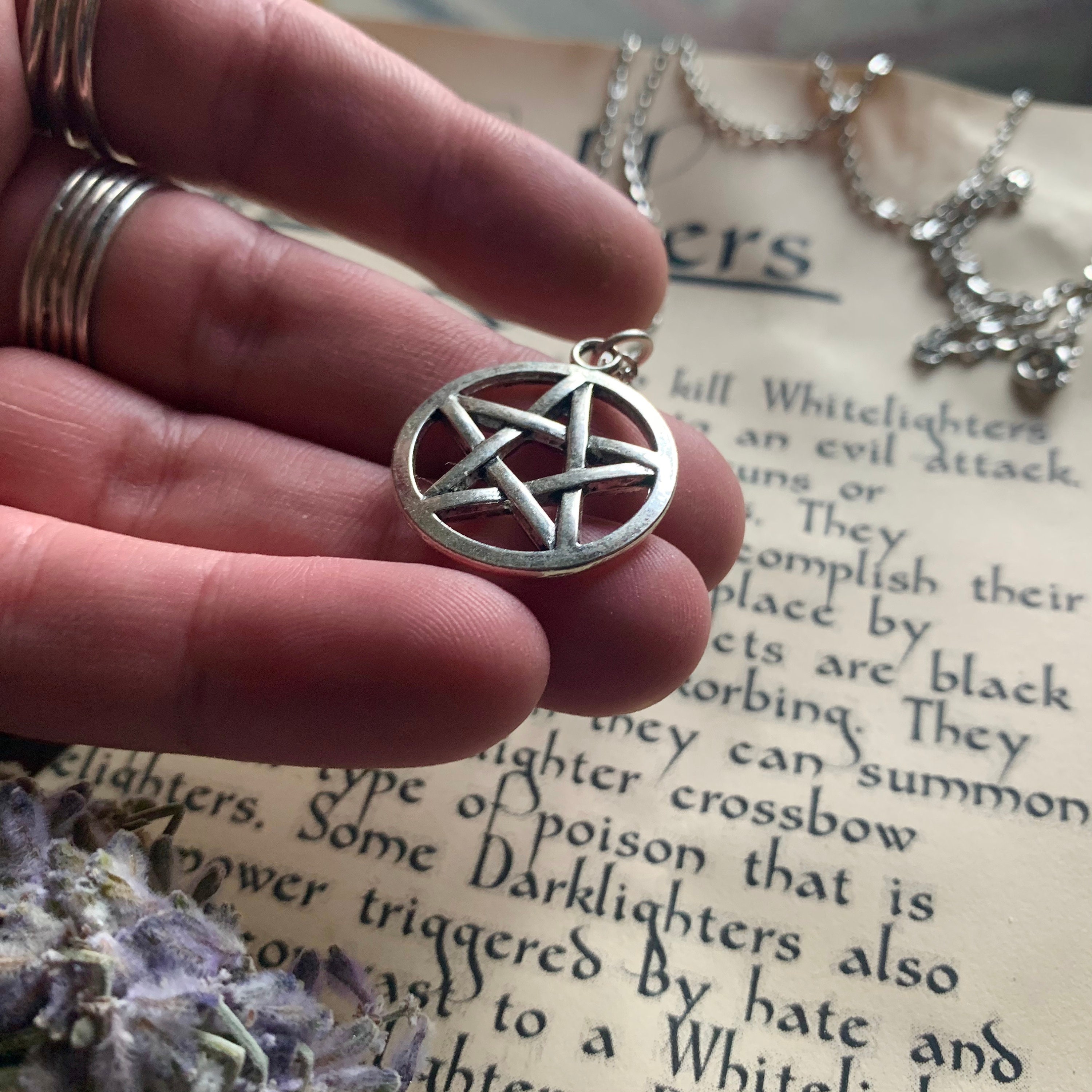 Silver Pentacle Necklace - Silver Plated Wicca Medallion - Sacred ...