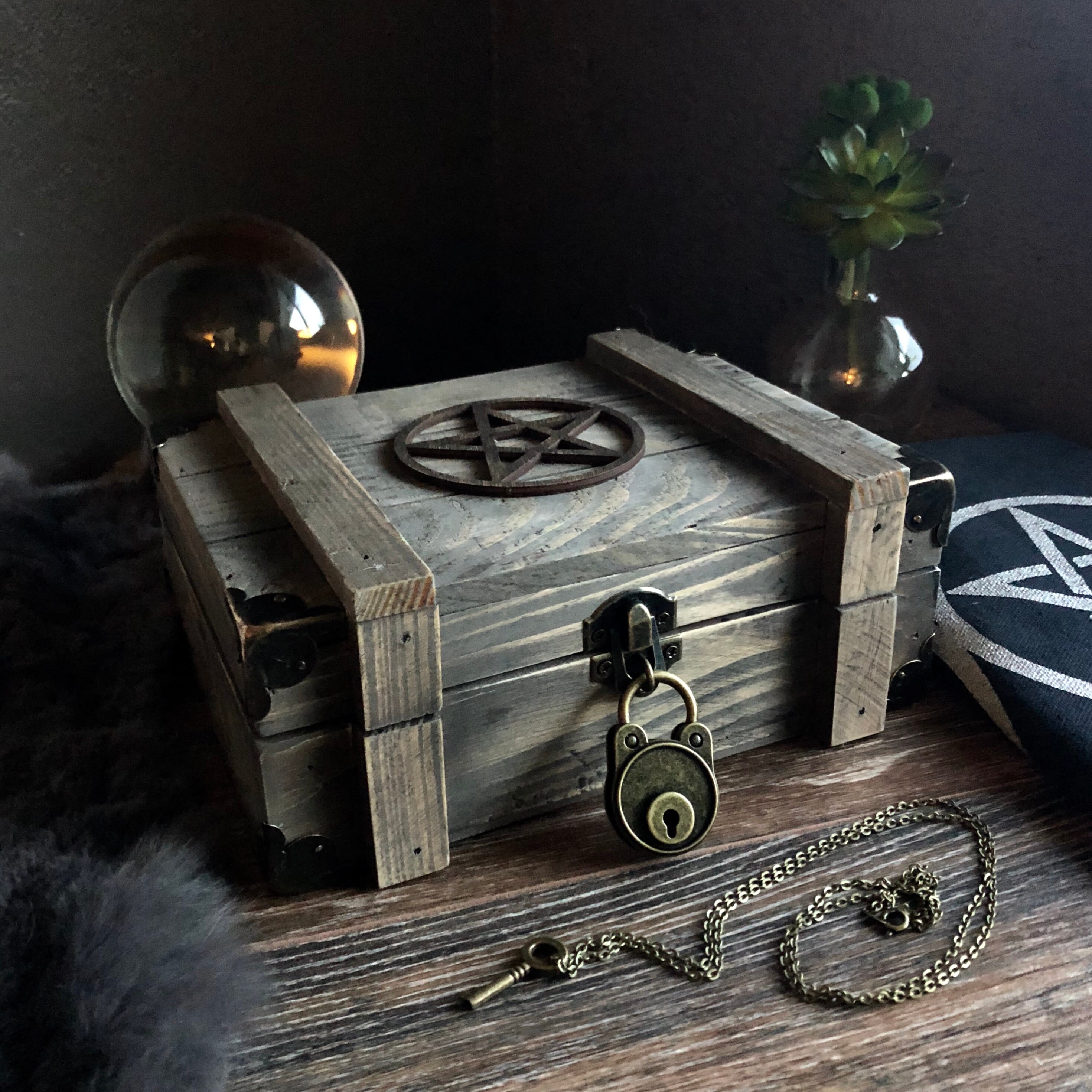 Wiccan Ashwood Altar Box Pentacle Design Reclaimed Wood | Etsy