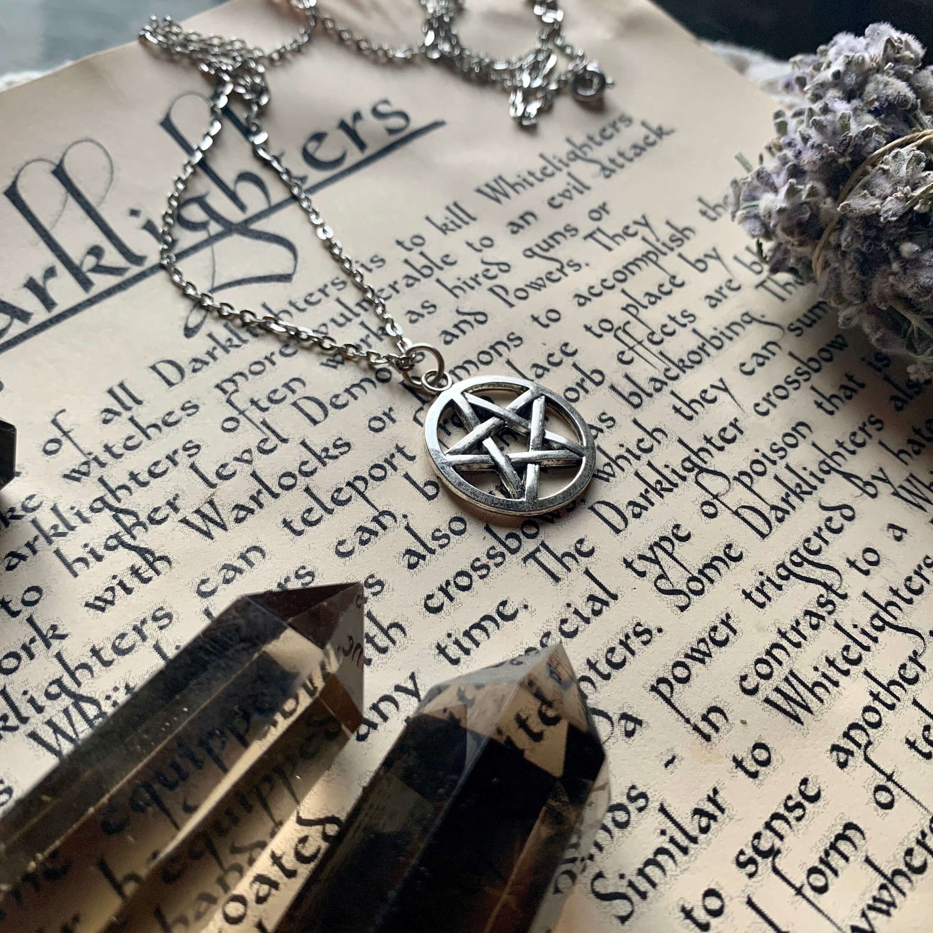 Silver Pentacle Necklace - Silver Plated Wicca Medallion - Sacred ...
