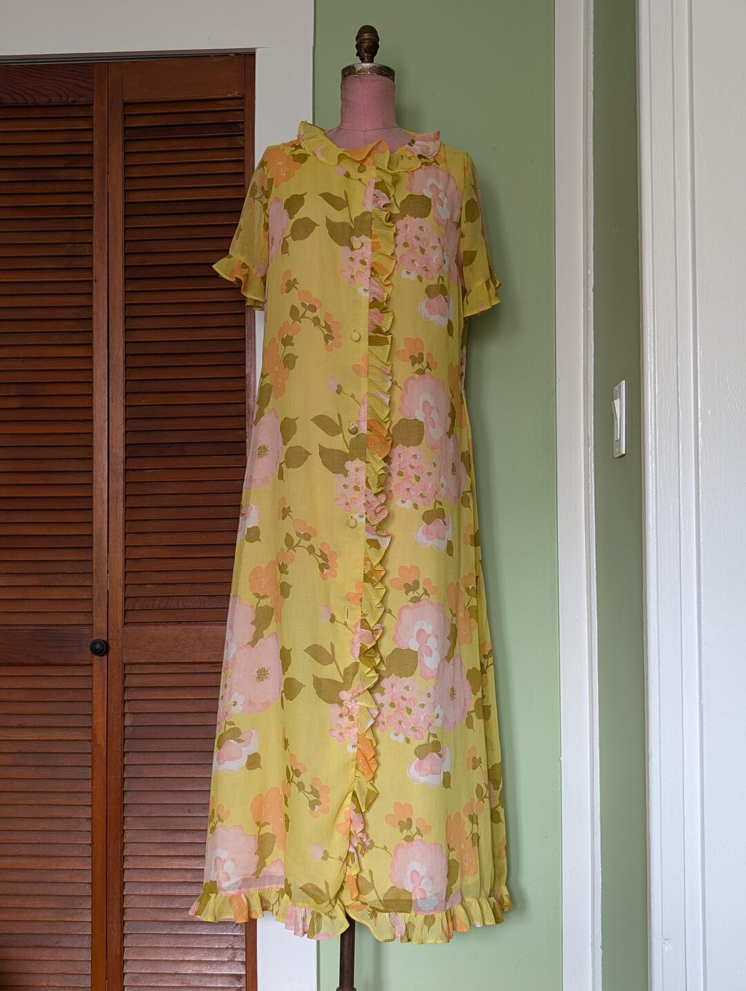 1960s Yellow Floral Day Dress - Etsy