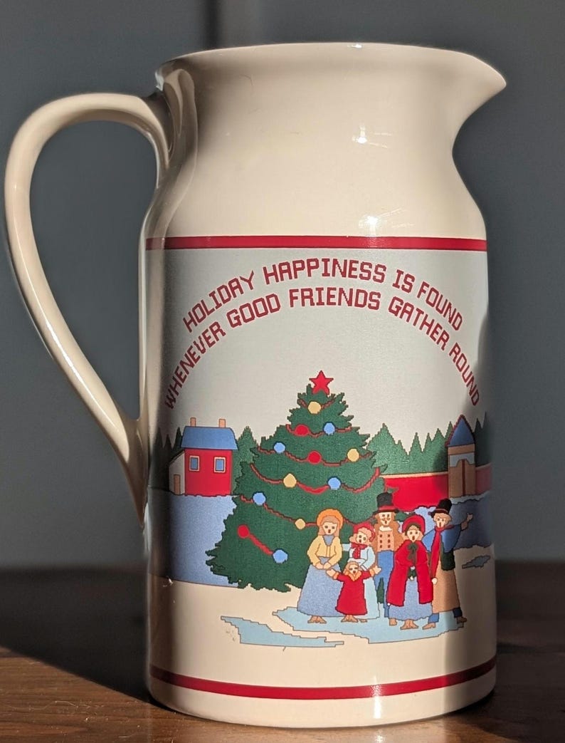 Vintage 1990s Pitcher "holiday Happiness is Found Whenever Good Friends ...
