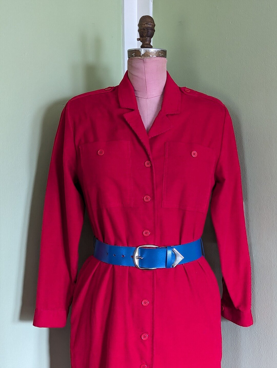 1980s Red Corduroy Dress - Etsy