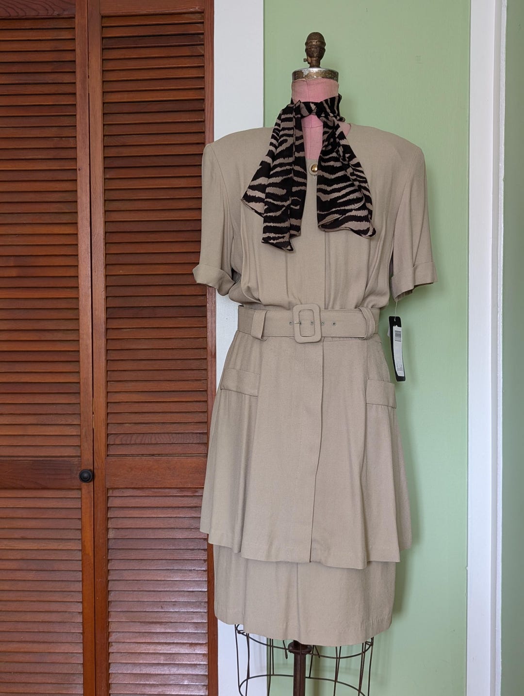 1980s Tan Dress - Etsy