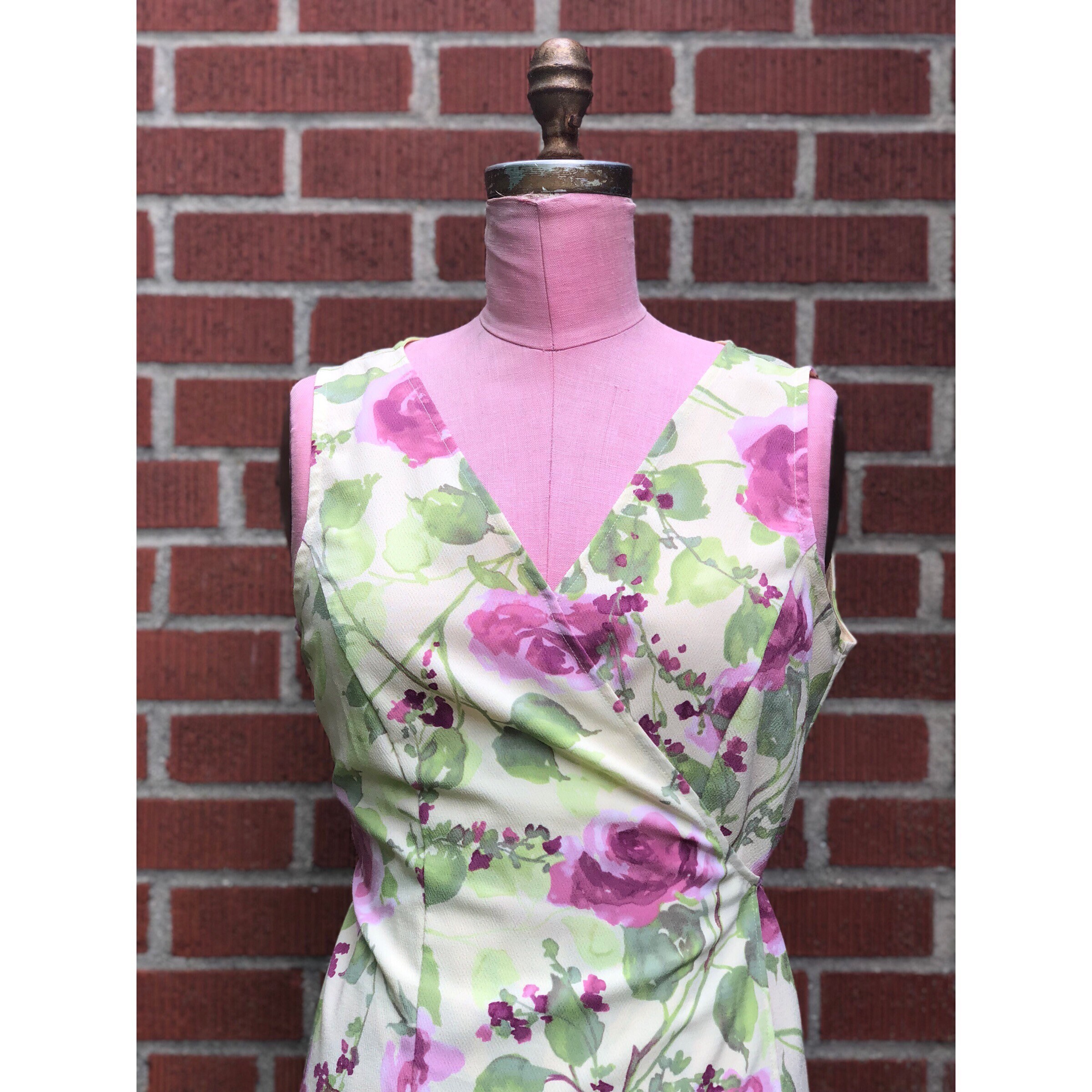 1990s Norton Mcnaughton Floral Wrap Dress Green and Purple - Etsy