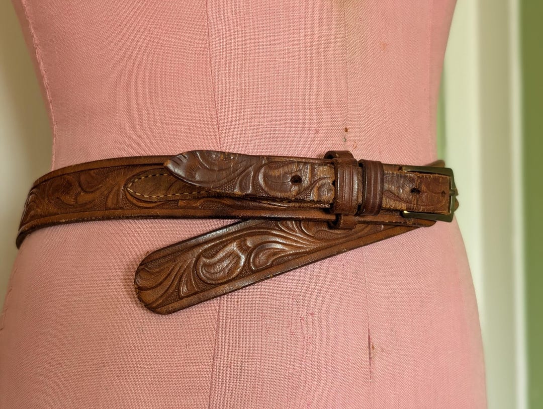 1970s Hand Tooled Leather Belt - Etsy