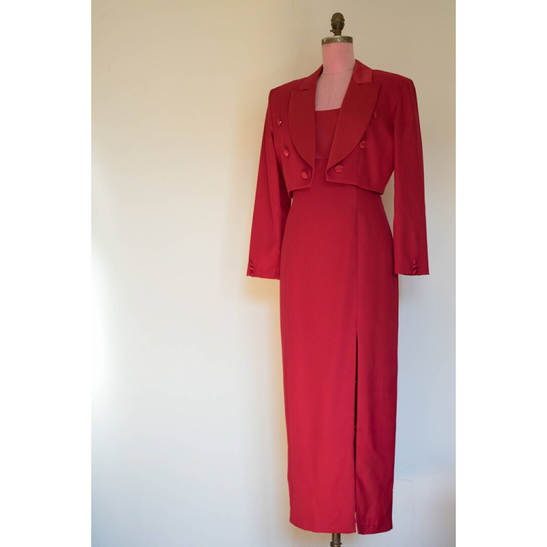 1990s Red Dress and Jacket - Etsy