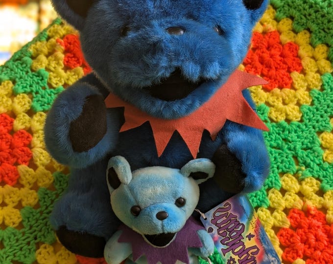 Pair of Grateful Dead Dancing Bears One Large Blue One Small Light Blue ...