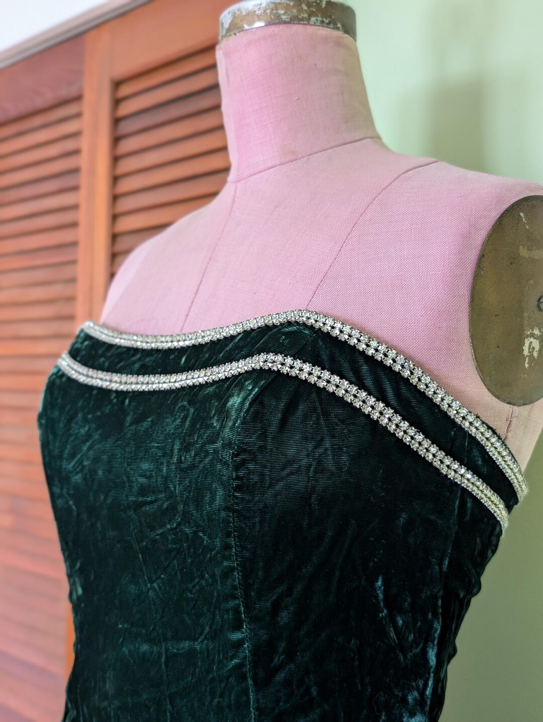 Emerald Green Velvet Dress - Etsy