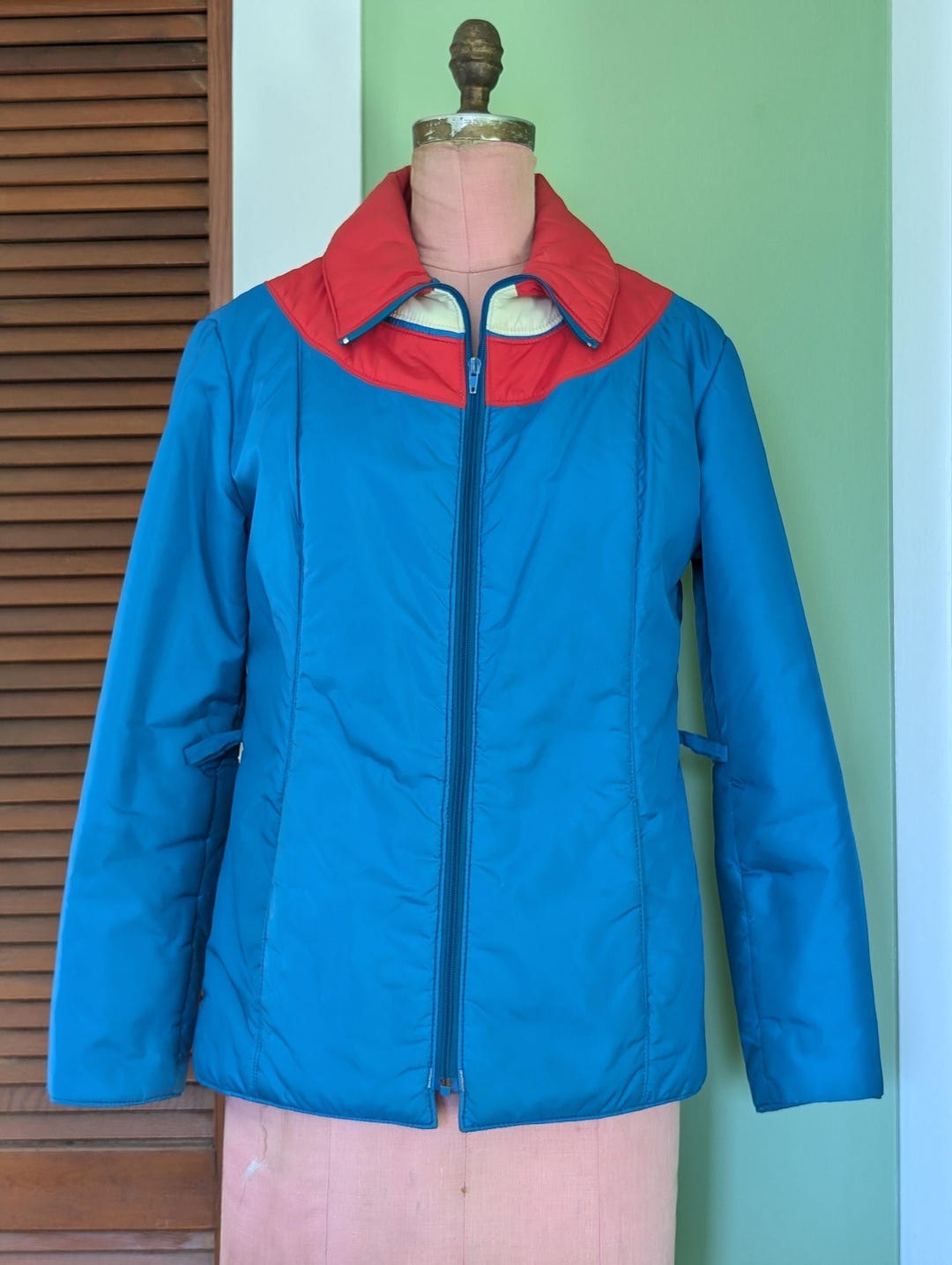 1970s Blue Red & White Puffer Ski Jacket - Etsy
