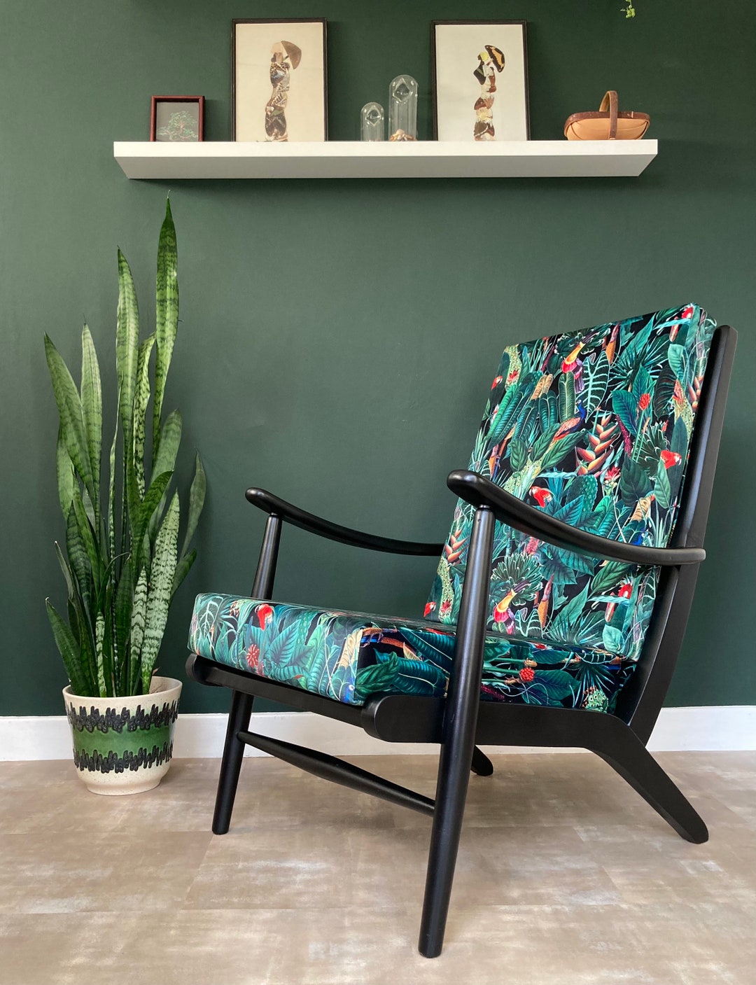 Mid Century Vintage Ercol Style Armchair Easy Chair Reupholstered in ...