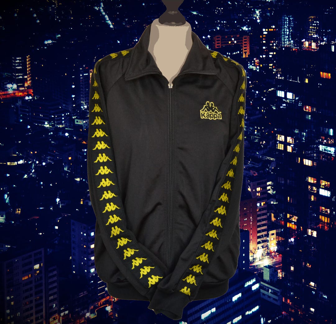 Kappa Black & Yellow Authentic Vintage 80s|90s Unisex Tracksuit Full ...