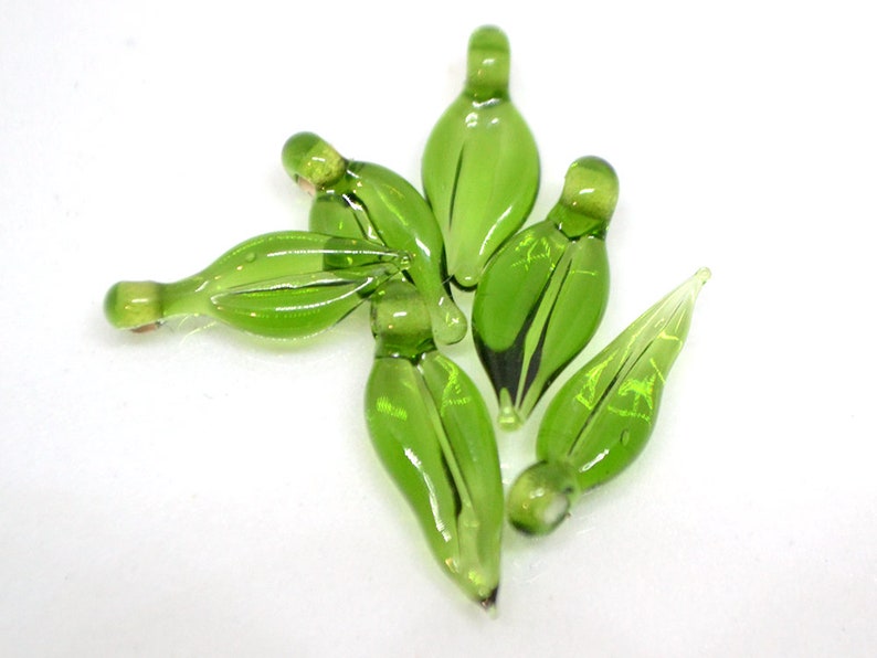 Green Lampwork Leaf Beads Glass Leaves Top Drilled Leaf Beads - Etsy